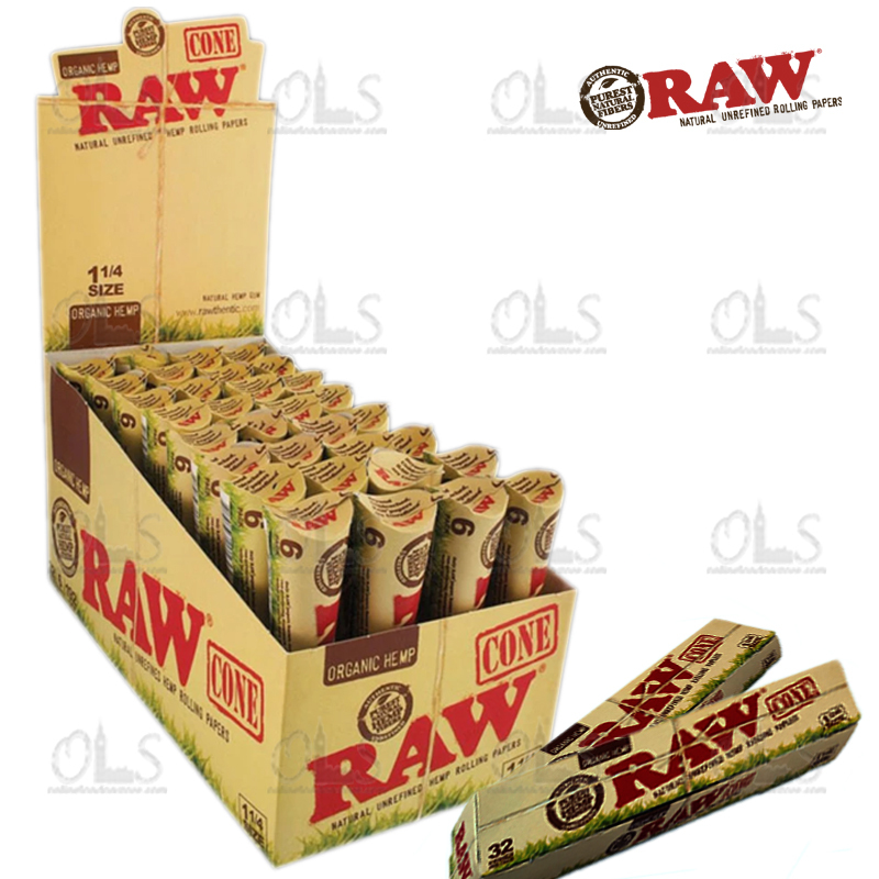Raw Organic 1 1/4 Size Cones - Box of 32 Cones » Online London Store